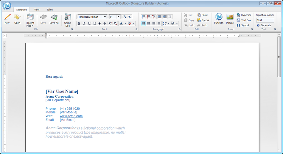 Creating An Outlook Signature App